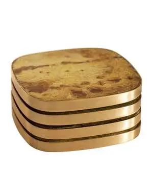 SOHO HOME Set Of 4 Resin-brass Bodiam Coasters - Brown