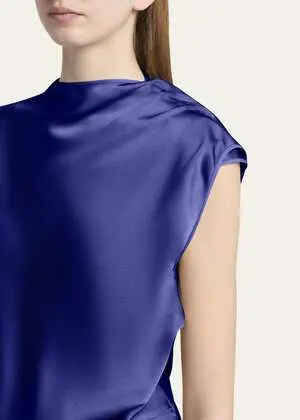 Giorgio Armani High-neck Double Silk Satin Gown - Blue