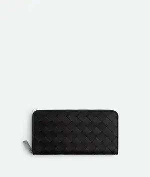 BOTTEGA  VENETA Intrecciato Zip Around Wallet - Black