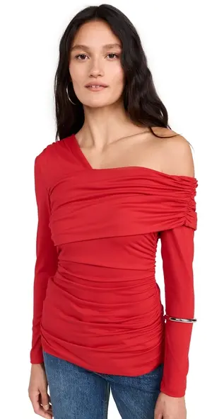 Red Ruched Blouses