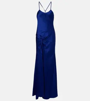 Victoria Beckham Gathered Crêpe Satin Gown - Blue