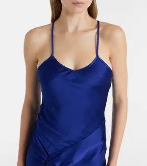 Victoria Beckham Gathered Crêpe Satin Gown - Blue