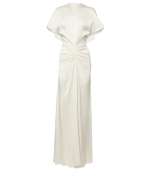 Victoria Beckham Gathered Crêpe Satin Gown - White
