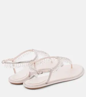Rene Caovilla Chandelier Embellished Thong Sandals - Beige