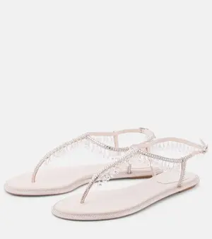 Rene Caovilla Chandelier Embellished Thong Sandals - Beige