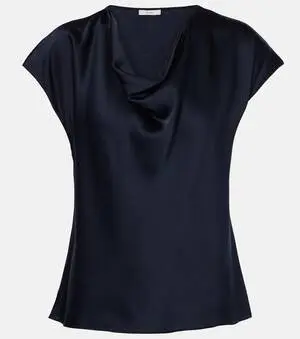 Women's Navy Silk Blouses
