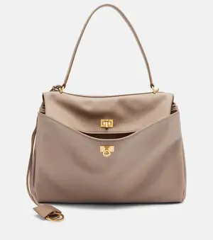 Balenciaga Rodeo Medium Leather Tote Bag - Beige