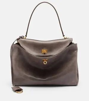 Balenciaga Rodeo Medium Leather Tote Bag - Brown