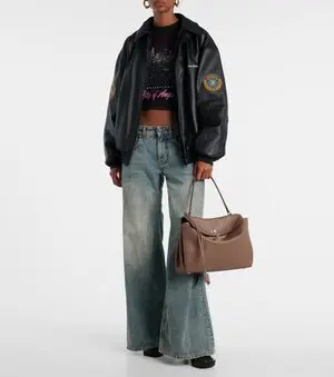 Balenciaga Rodeo Medium Leather Tote Bag - Brown
