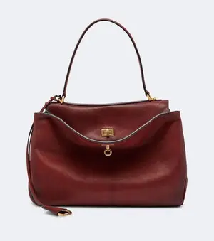 Balenciaga Rodeo Medium Leather Tote Bag - Brown