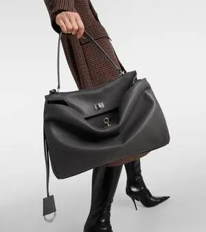 Balenciaga Rodeo Medium Leather Tote Bag - Grey