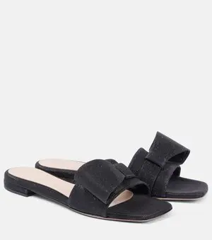 GIANVITO ROSSI Bow Detailing Flat Slides - Black