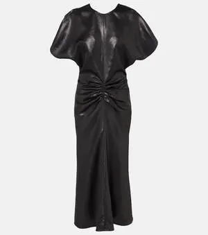 Victoria Beckham Gathered Lamé Midi Dress
