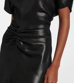 Victoria Beckham Gathered Lamé Midi Dress