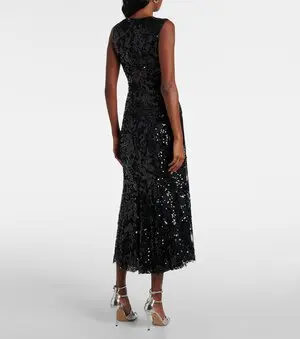 Victoria Beckham Sequined Gathered Midi Dress