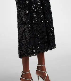 Victoria Beckham Sequined Gathered Midi Dress