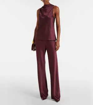 Vince Draped Satin Top - Burgundy