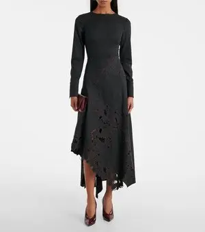 Oscar De La Renta Peony Asymmetric Midi Dress