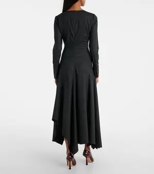 Oscar De La Renta Peony Asymmetric Midi Dress