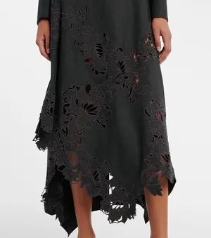 Oscar De La Renta Peony Asymmetric Midi Dress