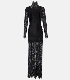 Rabanne Lace-trimmed Maxi Dress - Black