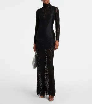 Rabanne Lace-trimmed Maxi Dress - Black
