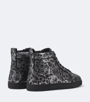 CHRISTIAN LOUBOUTIN Louis Printed Leather High-top Sneakers - Black