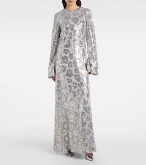 ROTATE BY BIRGER CHRISTENSEN Floral Sequined Chiffon Maxi Dress