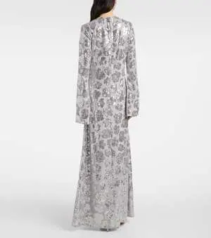 ROTATE BY BIRGER CHRISTENSEN Floral Sequined Chiffon Maxi Dress