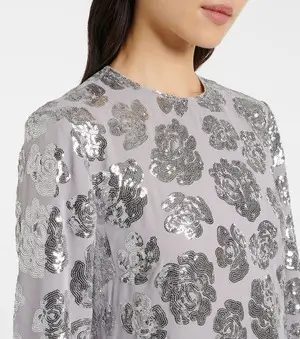 ROTATE BY BIRGER CHRISTENSEN Floral Sequined Chiffon Maxi Dress