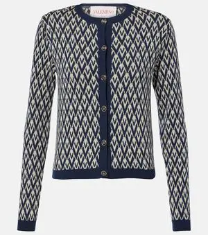VALENTINO Valentino Toute La V Virgin Wool Cardigan