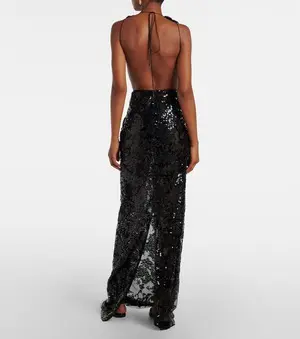 Victoria Beckham Sequined High-rise Tulle Maxi Skirt
