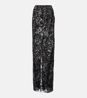 Victoria Beckham Sequined High-rise Tulle Maxi Skirt