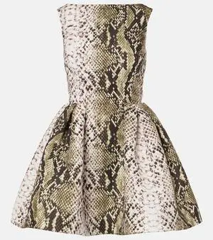 OSCAR DE LA RENTA Oscar De La Renta Snake-Print Faille Minidress