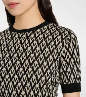 Valentino Garavani Geometric Print Fine Knit Sweater - Black
