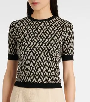 Valentino Garavani Geometric Print Fine Knit Sweater - Black