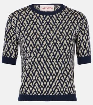 Valentino Garavani Toute La V Virgin Wool Sweater - Blue