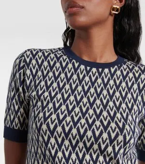 Valentino Garavani Toute La V Virgin Wool Sweater - Blue