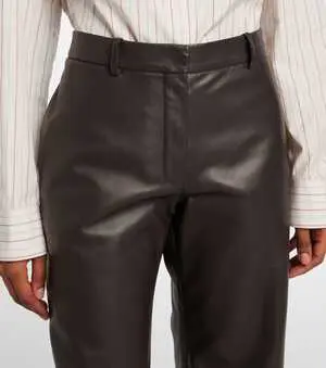 THE ROW Selviese Leather Straight Pants