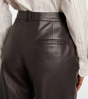 THE ROW Selviese Leather Straight Pants