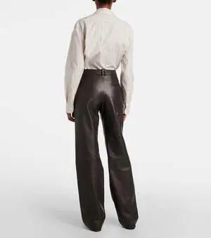 THE ROW Selviese Leather Straight Pants