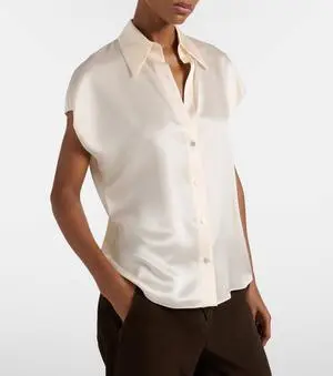 Vince Silk Satin Blouse - White