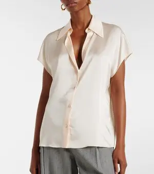 Vince Silk Satin Blouse - White