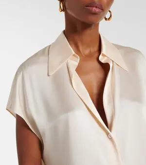 Vince Silk Satin Blouse - White
