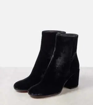 GIANVITO ROSSI Joelle 70 Velvet Booties - Black