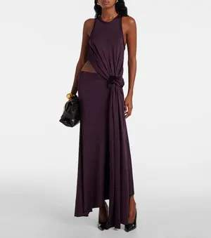 Victoria Beckham Cutout Draped Jersey Midi Dress