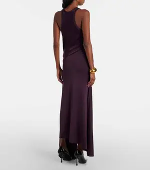 Victoria Beckham Cutout Draped Jersey Midi Dress