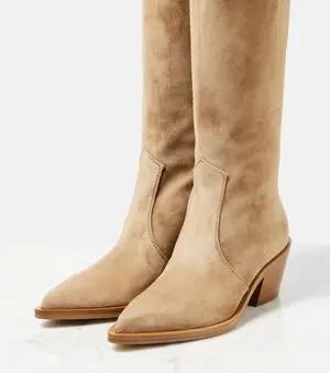 GIANVITO ROSSI Western Suede Boots - Beige