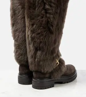 GIANVITO ROSSI Maverick Shearling And Suede Boots