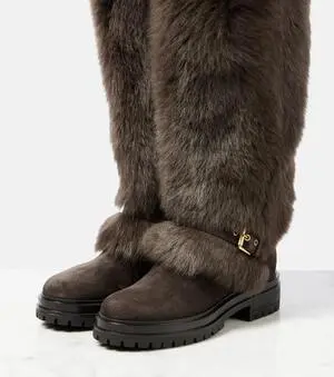 GIANVITO ROSSI Maverick Shearling And Suede Boots